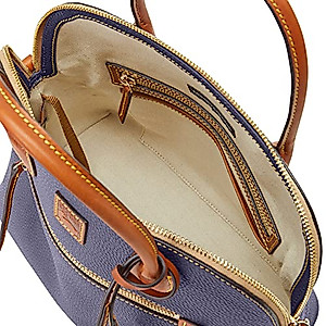 Dooney & Bourke Satchel Bags for Women, Pebble Grain Leather Domed Satchel Handbag with Optional Crossbody Bag Strap - Blue