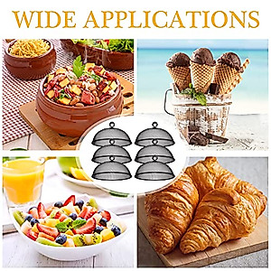 6 Pcs Metal Mesh Food Cover 11 Inch Outdoor Mesh Food Tents Dome Screen Plate Covers for Dinner Plates Reusable Fruit Fly Nets Picnic Food Umbrella for Table, BBQ, Camping, Outside Parties (Black)