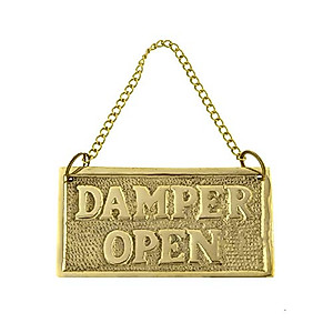 Treasure Gurus Solid Brass Hanging Open Closed Damper Sign Vintage Metal Fireplace Home Decor
