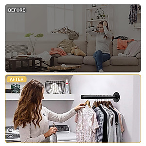 Pintuson 6 Pcs Industrial Pipe Clothes Bar 10 Inch - Wall Mount Clothing Rack - Face Out Closet Rods for Hanging Clothes Commercial Retail Boutique Laundry Shirt Display - Black