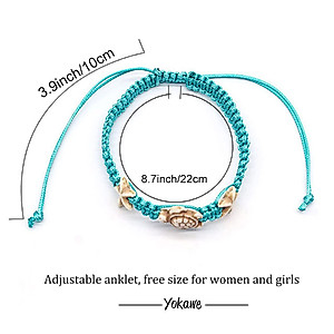 Yokawe Boho Anklets Bracelets Blue Turtle Starfish Anklet String Bracelet Summer Beach Waterproof Barefoot Sandals Foot Jewelry for Women