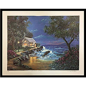 Lighthouse Cottage (Nature Landscape Decor Art Framed)