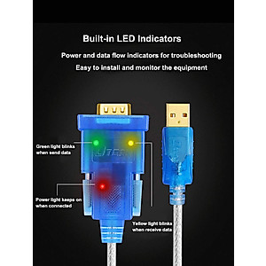 DTech USB to Serial Adapter Cable RS232 DB9 Male Port with FTDI FT232RL Chipset Supports Windows 11 10 8 7 and Mac Linux (1.5 Feet)