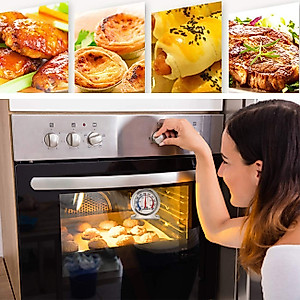 Oven Thermometer Oven Grill Fry Chef Smoker Thermometer Instant Read Stainless Steel Thermometer Kitchen Cooking Thermometer with Hook and Panel Base Hang For Kitchen Home Cooking Baking BBQ (2 Pack)