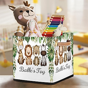 RIRIX Personalized Storage Bin, Custom Storage Baskets for Organizing with Handles, Foldable Storage Box for Closet Cloth Baskes Toy Jungle Safari Animals Boy