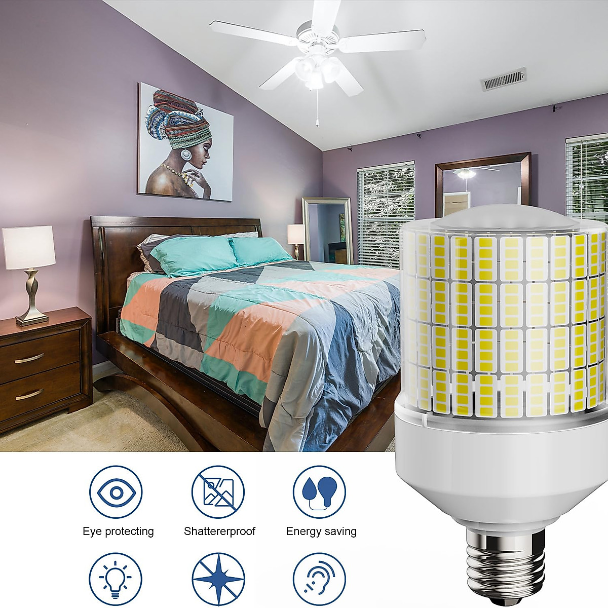 NS 2 Pieces 700W Equivalent 8800 Lumens 70W LED Corn Light Bulbs E26 /E39 Base 5000K Neutral White for Home Garden Garage Backyard Street Office Yard Warehouse Work Shop High Bay Gym Lighting