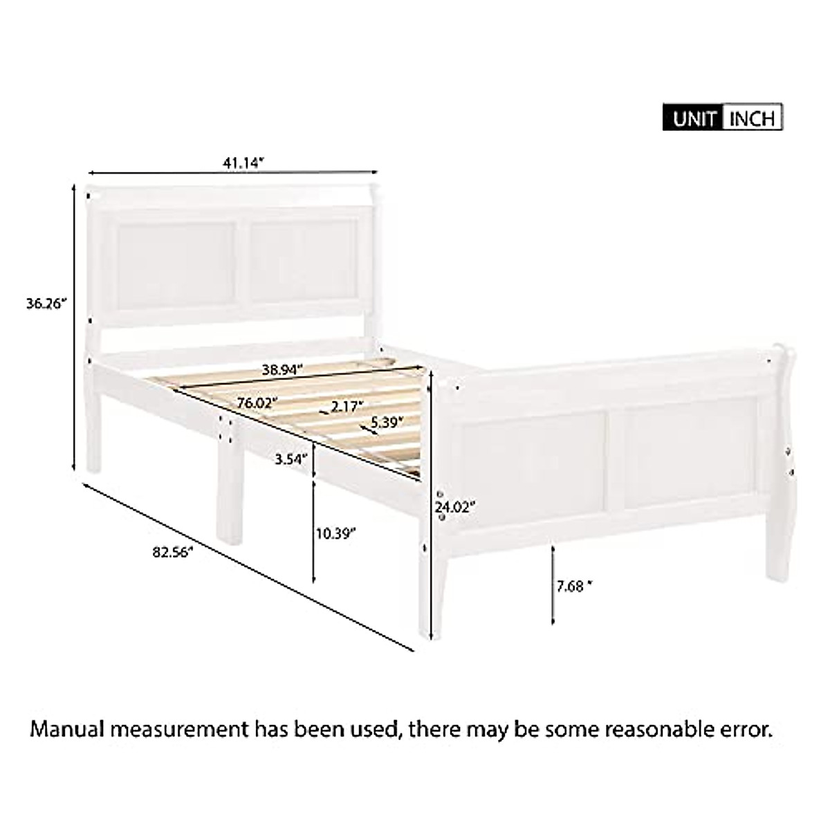 Harper & Bright Designs Wood Platform Bed Twin Bed Frame Mattress Foundation Sleigh Bed with Headboard/Footboard/Wood Slat Support