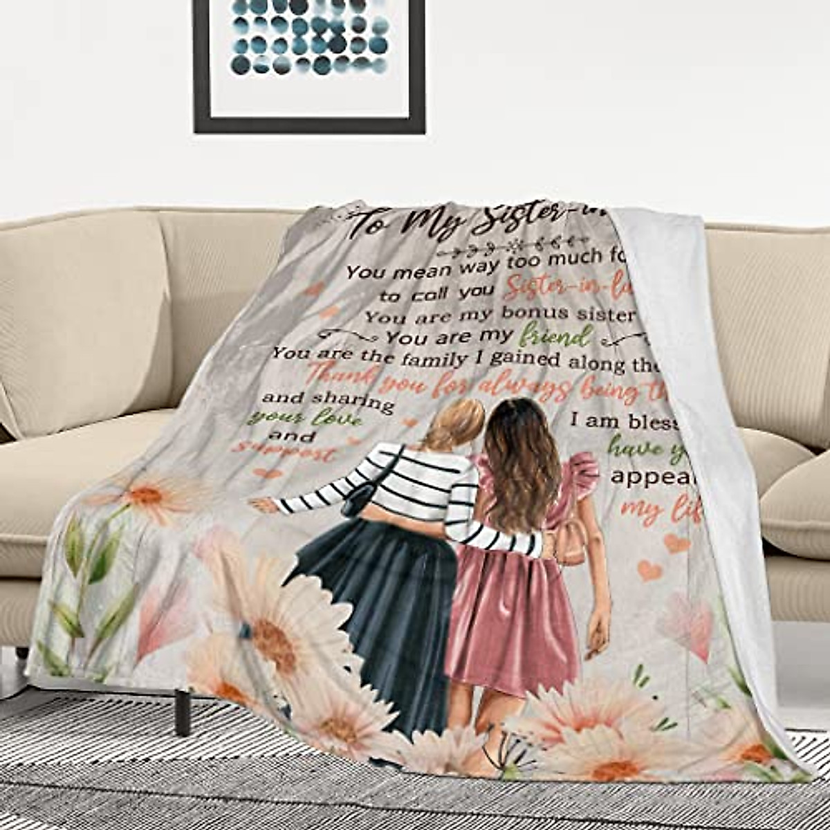 Mubpean Sister in Law Gifts Blanket - Sister in Law Birthday Gifts - Gifts for Sister in Law - Birthday Gifts for Sister in Law - Sister in Law Gifts for Women - Bonus Sister Gifts Blankets 60"x 50"