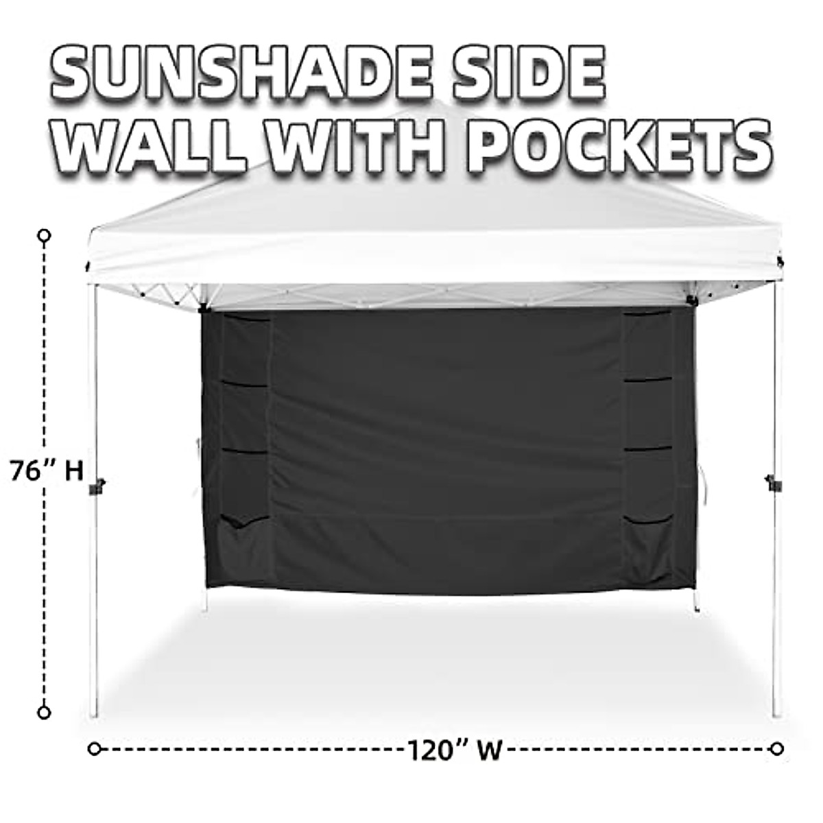 MordenApe Sunshade Sidewall with Storage Net Bag for 10x10 Pop Up Canopy, Instant Canopy SunWall (Fit 10x10 Canopy, Black)