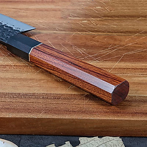 8- inches professional knife, very hard and sharp, blade, 9CR18MOV coated steel, comfortable octagonal handle. Suitable for family, friends and relatives as a gift.