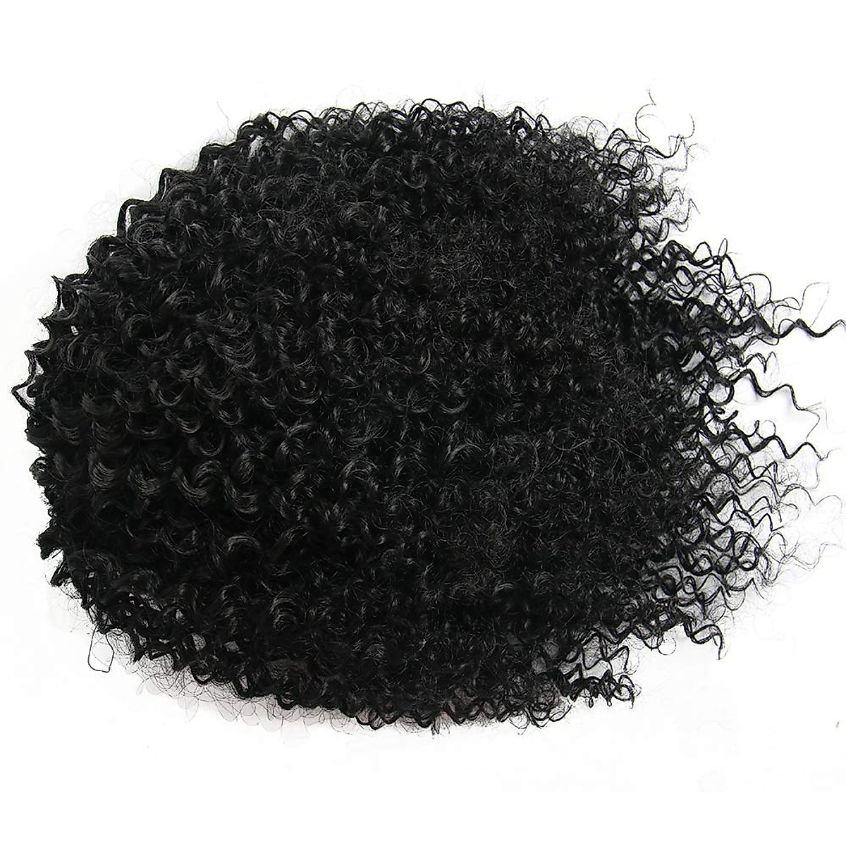 Short Afro Kinky Curly Ponytail Hair Piece for African American Ponytail Extension Synthetic Afro Kinky Curly Ponytail for Women (Black(1B#))