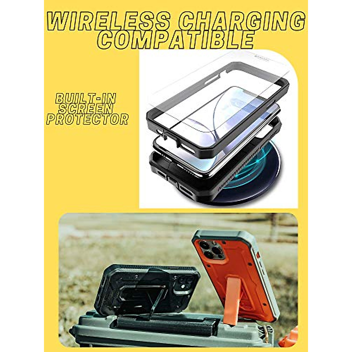 ArmadilloTek Vanguard Designed for iPhone 12 / iPhone 12 Pro Case (6.1 inches) Military Grade Full-Body Rugged with Built-in Screen Protector and Kickstand - Black