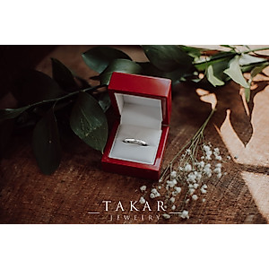 Takar Solid 14k Gold Solitaire Diamond Accent Ring, Promise ring, Engagement Wedding Band Jewelry for Men and Woman, Made in USA. (Size 10)