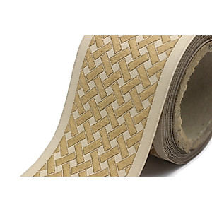 3.8 Yards Spool 2.7" Gold & Cream Knot Embroidered Drapery Trim Jacquard Ribbon for Your Drapes Curtains Drapery Banding Trim Tape V6 179