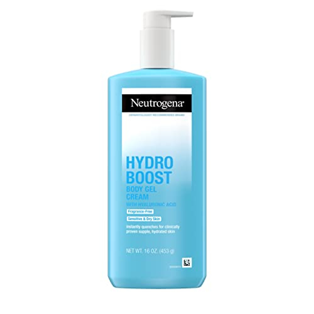 Neutrogena Hydro Boost Fragrance-Free Body Gel Cream with Hyaluronic Acid, Non-Greasy, Fast Absorbing Moisturizer & Hydrating Full Body Cream for Sensitive Skin, Paraben-Free, 16 oz (Pack of 3)