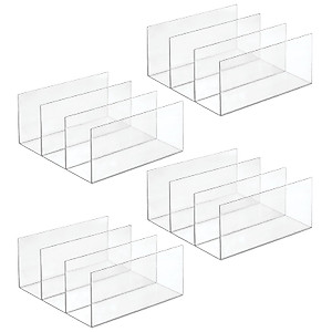 mDesign Plastic Purse/Handbag Organizer - Closet Divided Storage for Bags, Clutches, Wallets, Wristlets - Space-Saving Bedroom and Cabinet Organization - Lumiere Collection - 4 Pack - Clear