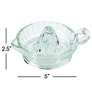 HIC Citrus Juicer Reamer with Handle and Pour Spout, Heavyweight Glass