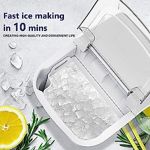 Havato Nugget Ice Maker Countertop, Auto-Cleaning Pebble Ice Maker with Ice Basket & Scoop, 33Lbs in 24H, Chewable Ice Maker Machine for Home Camping Party RV, White