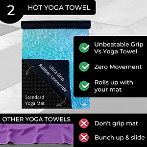 Plyopic. 3-in-1 Travel Yoga Mat/Hot Yoga Towel/Gym Mat Topper. Non-Slip, Portable, Foldable, Washable and Eco-Friendly | 1.5mm Thin | Ideal for Yoga, Hot Yoga, Pilates, Fitness, Exercise and Travel