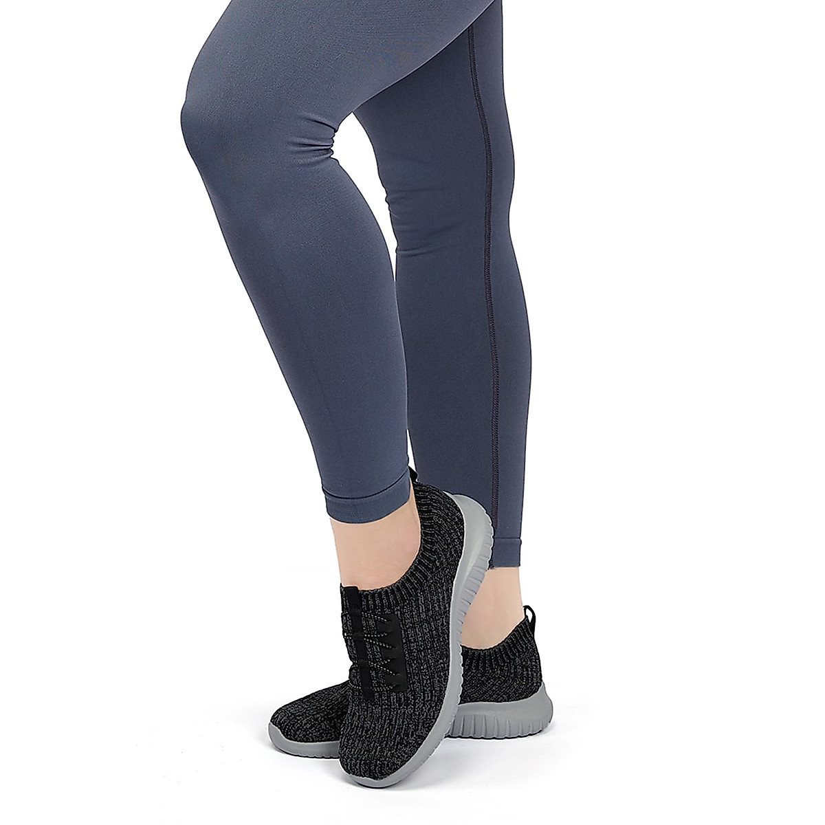 konhill Women's Comfortable Walking Shoes - Tennis Athletic Casual Slip on Sneakers 7 US Dark Grey/Grey,37.5