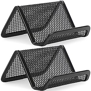 MaxGear Business Card Holder for Desk Metal Business Card Holders Mesh Business Card Holder Display Desk Business Card Stand Business Card Desk Holder with 50 Business Cards Capacity Black, 2 Pack