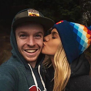 YoColorado Argyle Colorado Pom Pom Beanie - Mountain Winter Hats for Men or Women, Rainbow Warm Stocking Stuffers Ski Caps