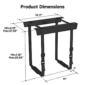 1home Economical CPU Holder Under-Desk PC Holder Desktop Computer Holder Computer Case Carrier Steel Adjustable Straps Computer Tower Mount Bracket