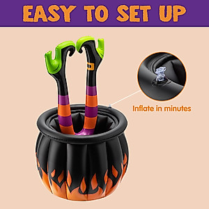 JOYIN 3.2FT Halloween Inflatable Witch Legs in Cauldron Cooler, Halloween Cooler for Drinks, Decoration Theme Party Décor, Party Supplies for Halloween Parties, Lawn Inflatables Home Family Outside