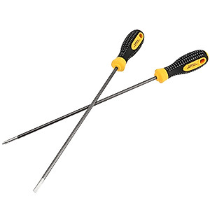 SEUNMUK 6 Piece 12 Inch long Magnetic Precision Screw Driver Tool, Flat Head and Cross Head Screwdriver Set, Magnetic Long Screwdriver Set with Rubber Handle