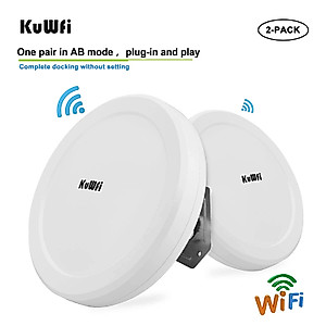 Outdoor Wireless Ethernet Bridge, KuWFi Long Range 5KM 11ac WiFi Bridge Point to Point Outdoor Get Faster Signal Built in Strong Powerful Antenna 5.8G High Speeds for starlink router丨2-Packs