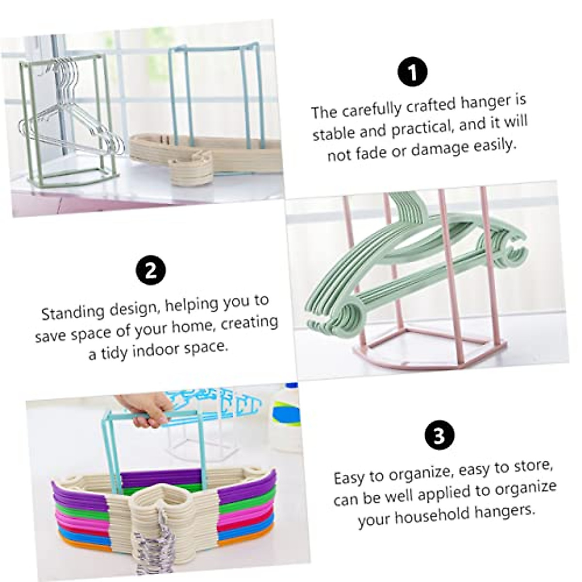 Angoily 3pcs Clothes Storage Rack White Shelf Brackets Hanger Stacker Household Hanger Organizers Storage Artifact Plastic No Punching