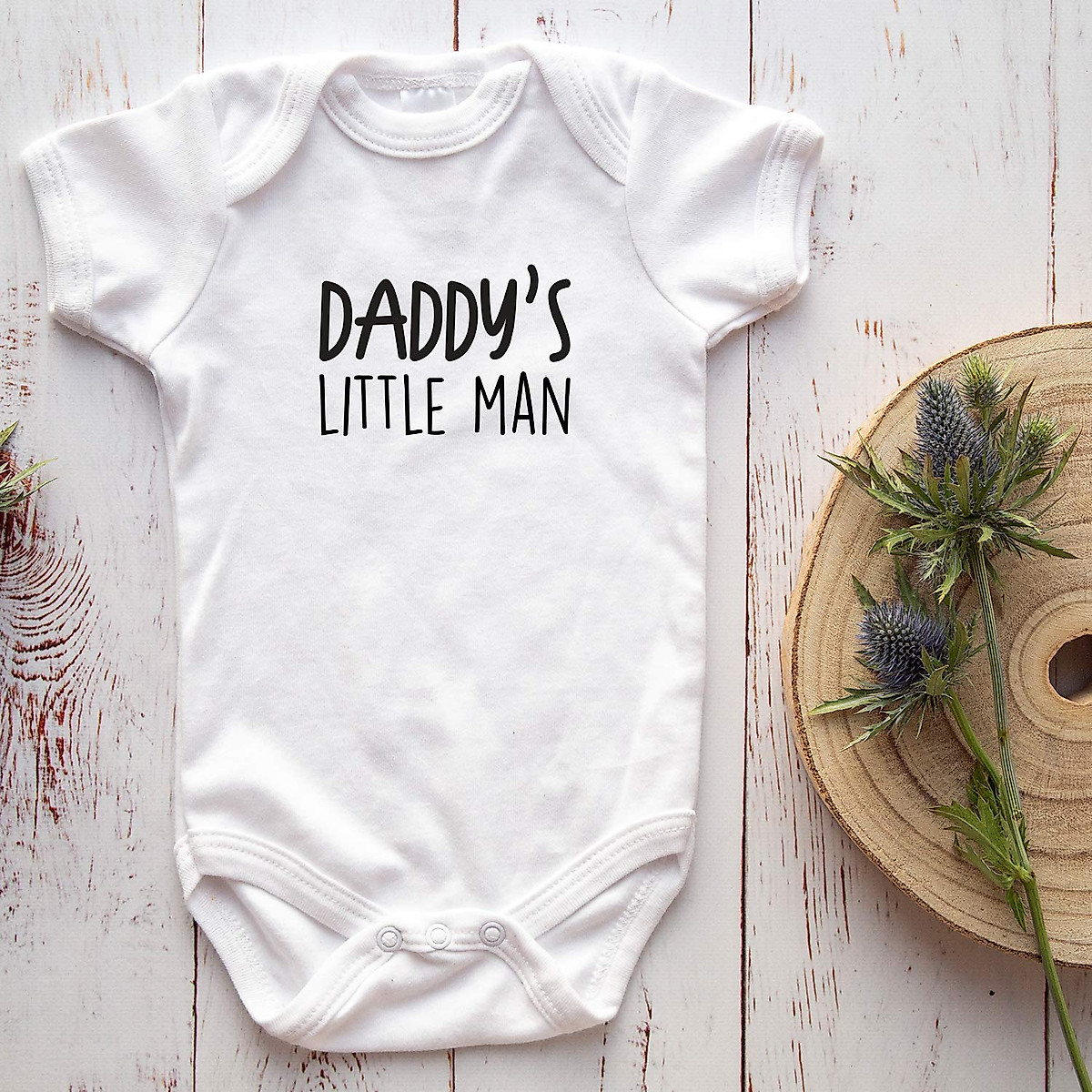 Organic GOTS Certified Baby Onesie Unisex Bodysuit 0-18 months - Daddy's Little Man | Cute Funny Dad Present (Daddy's Little Man, 6-9 Months)