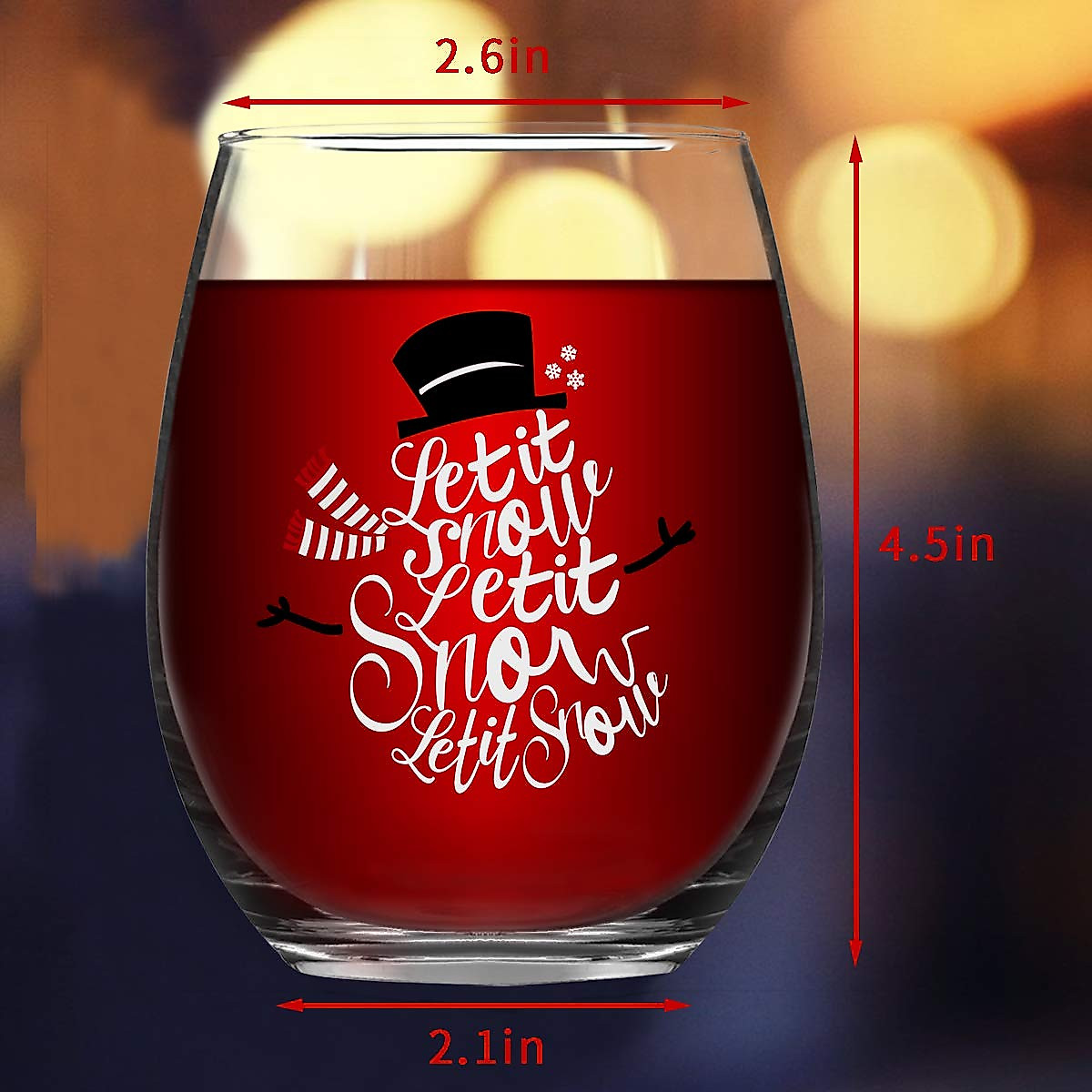Futtumy Let It Snow Stemless Wine Glass Set of 2, Unique Christmas Wine Glass for Men Women Dad Mom Friend Coworker Family, Wine Gift for Christmas New Year, 15oz