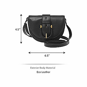 Fossil Women's Harwell Leather Small Flap Crossbody Purse Handbag, Black (Model: ZB1853001)
