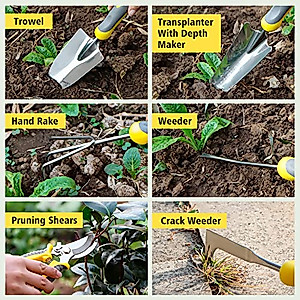 Premium Garden Tools Set，20Pcs Stainless Steel Gardening Tools Set with Storage Bag，Heavy Duty Outdoor Gardening Hand Tools Kit with Tote，Ideal Gardening Gifts for Men&Women