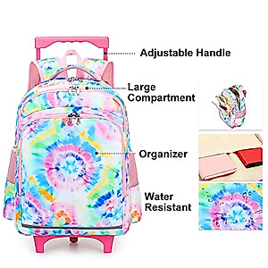 CAMTOP 18 Inch Rolling Backpack With Matching Lunch Bag Girls Boys Roller Bag on Wheels Kids School Bookbags Wheeled Backpack Set