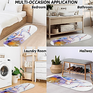 Tavisto Ballerina Girl Fluffy Oval Shaggy Rugs for Bedroom Aesthetic Plush Floor Mat - Soft and Absorbent - Ideal for Living Room,Home Decor, and Playrooms