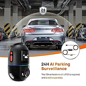 70mai Dash Cam Omni, 360° Rotating, Superior Night Vision,Built-in 128GB eMMC Storage, Time-Lapse Recording, 24H Parking Mode, AI Motion Detection, 1080P Full HD, Built-in GPS, App Control