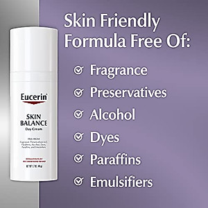 Eucerin Skin Balance Day Cream, Sensitive Skin Face Moisturizer Enriched with Tri-Balance Complex, 1.7 Oz Bottle