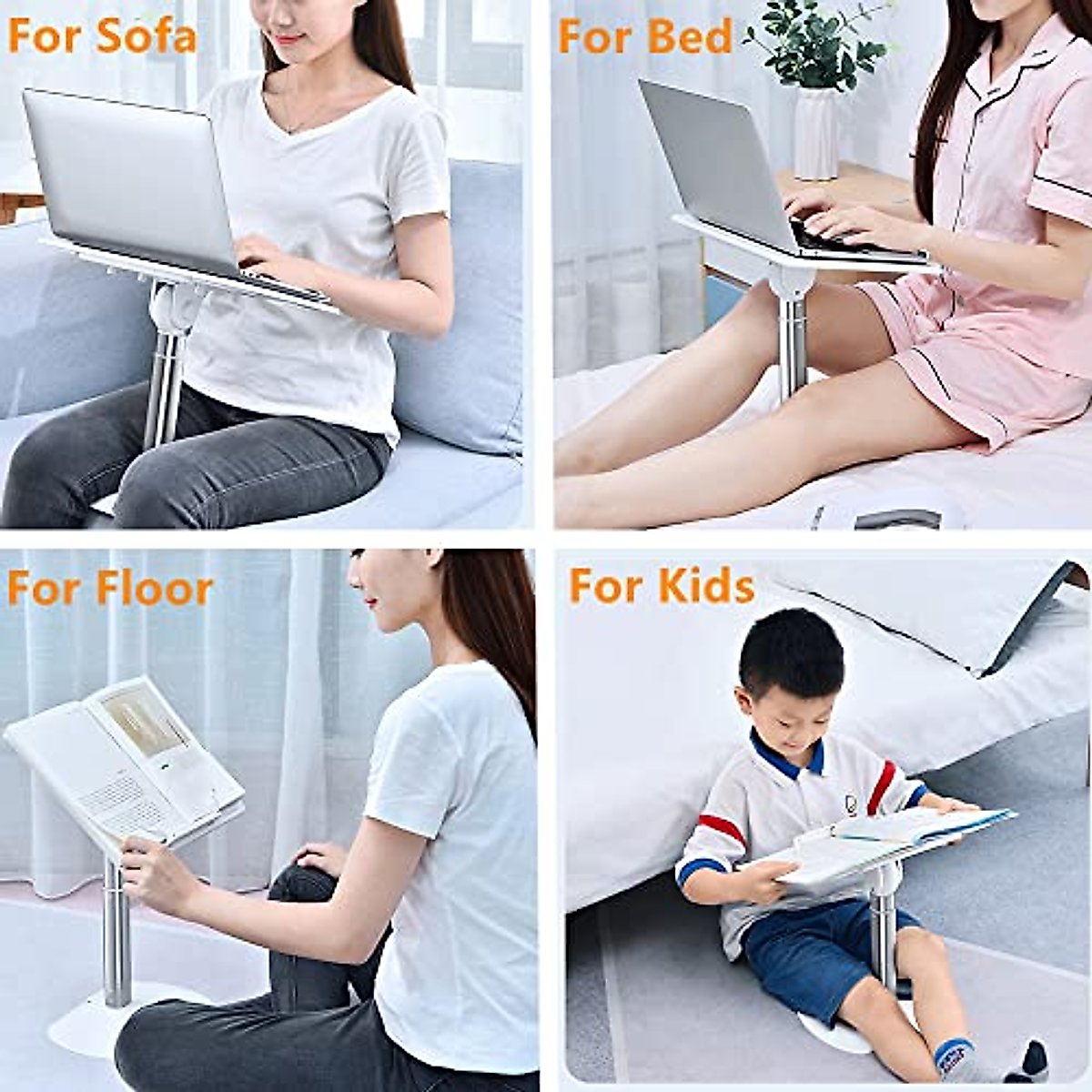 SOARCHICK Laptop Stand for Lap Portable Lap Desk for Kids Adults Height Angle Adjustable Ergonomics Computer Stand Book Holder Laptop Riser Mount Small Lap Tray Table for Bed Car Floor Sofa Couch Seat