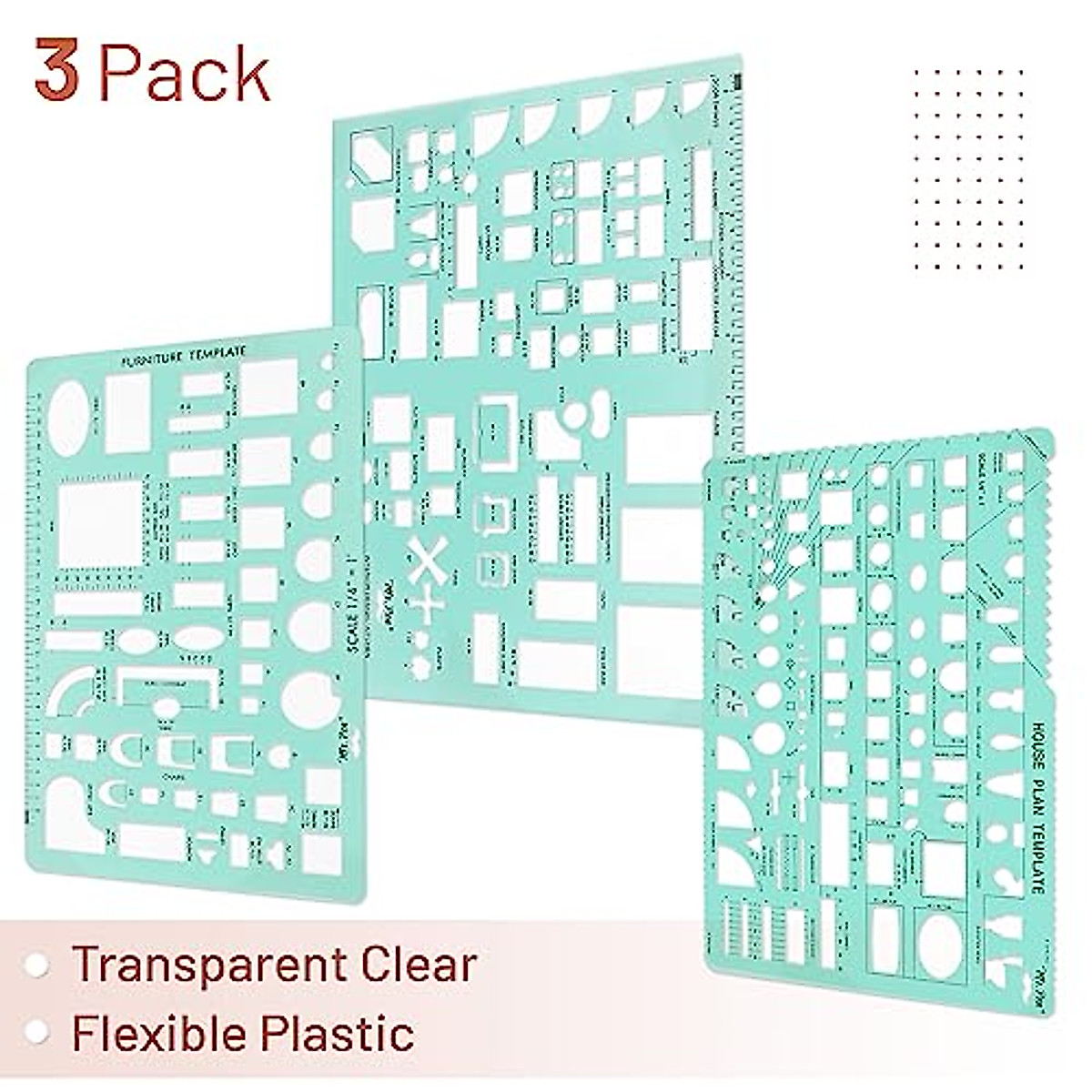 Mr. Pen- House Plan, 3 Pack, Green, Interior Design and Furniture Templates, Drafting Tools and Ruler Shapes for Architecture, Drafting Tools, Architecture Supplies, Drafting Templates