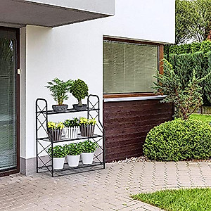 Kufutee 3 Tier Plant Stand Rack Indoor Outdoor Multiple Holder Shelf,Black