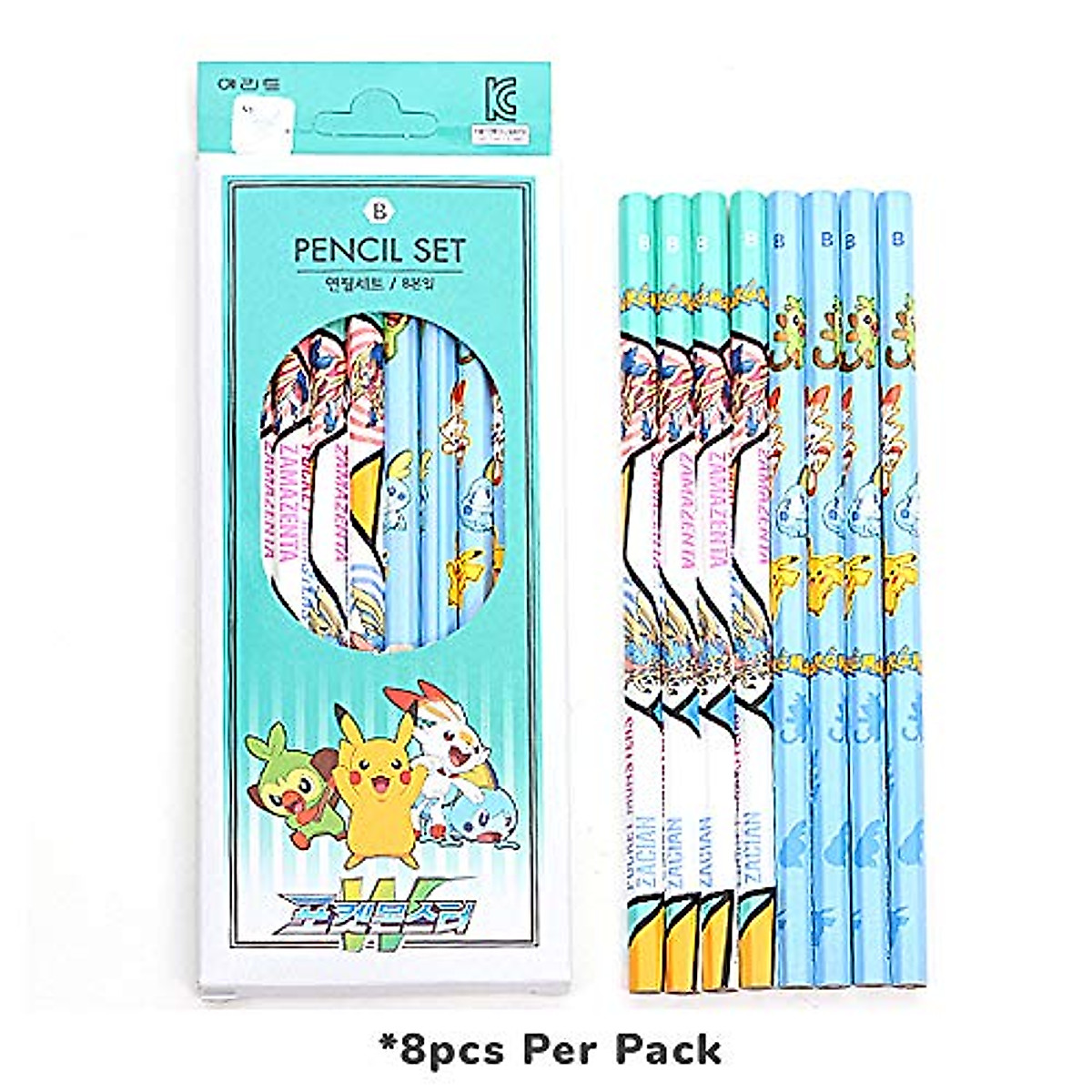 [8-in-1] Pikachu W B Lead Wooden Pencil Set (Random 1 Pack)