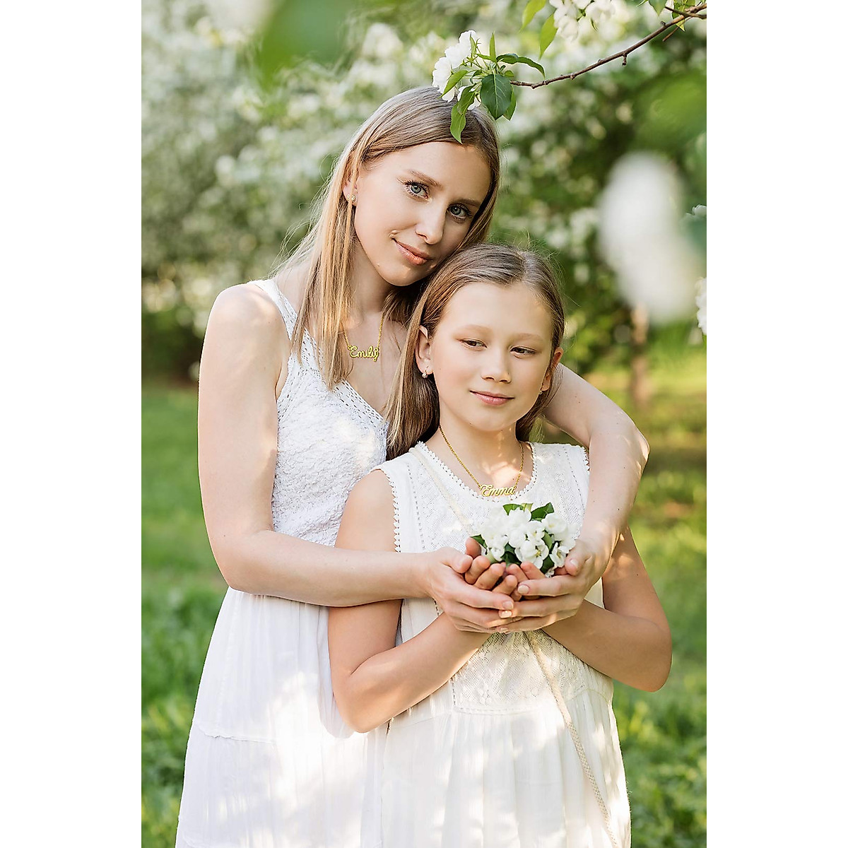 Awegift Women Jewelry Name Necklace Big Initial Gold Plated Best Friend Women Gift for Her Lacey