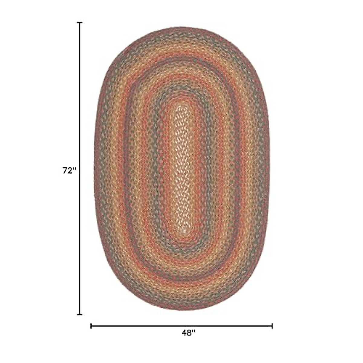 SAFAVIEH Braided Collection Area Rug - 4' x 6' Oval, Green & Rust, Handmade Country Cottage Jute Reversible, Ideal for High Traffic Areas in Living Room, Bedroom (BRD652P)