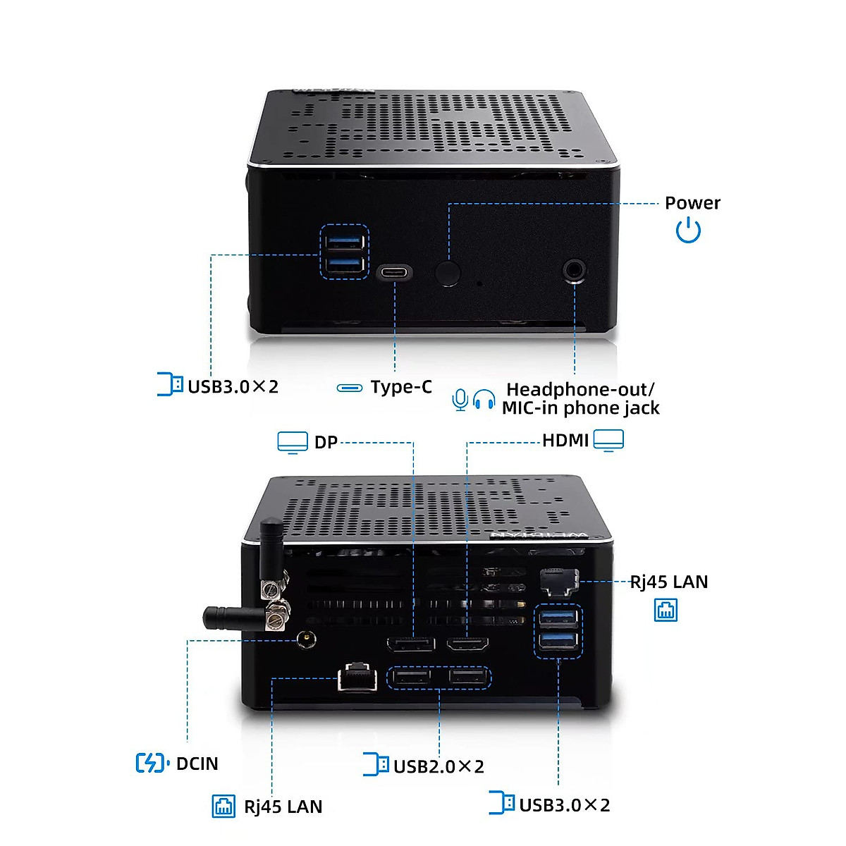 Mini PC with Win11 OS, 6Core Core i9-8950HK Mini Computer, 32G DDR4 RAM+512GB NVME SSD+1TB HDD, WiFi6, BT5.2, Gigabit Ethernet, HDMI&DP Ports Support Dual Display, Mounting Bracket, Auto Power On