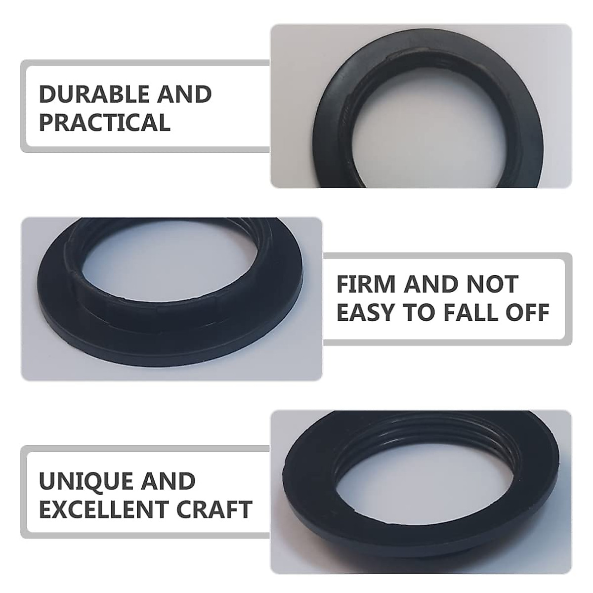 Beaupretty 50pcs E27 Lamp Fixed Ring Lamp Shade Collar Ring Lock Socket Replacement Adapter Ring Retaining Rings for Light Fixture Lamp Socket Retainer Ring Light Socket Ring Lamp Head Lamps