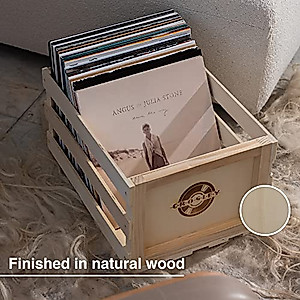 Crosley AC1004A-NA Record Storage Crate Holds up to 75 Albums, Natural
