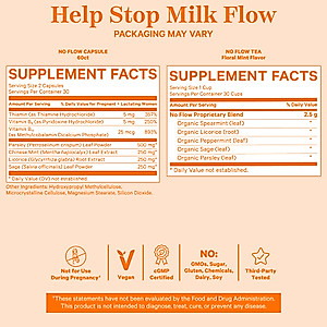 Pink Stork No Flow Bundle: Stop Lactating Products, No More Lactating Products, Postpartum Essentials, No Flow Supplement + No Flow Tea, 2 Products