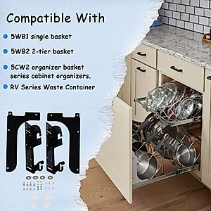 Wadoy 5WB-DMKIT Door Mount Kit, Pull Out Door Mounting Kit for 5WB1 5WB2 5CW2 Organizer Basket Series Cabinet Organizers, Kitchen Cabinet Pull Out Wire Baskets, Waste Containers(Black)